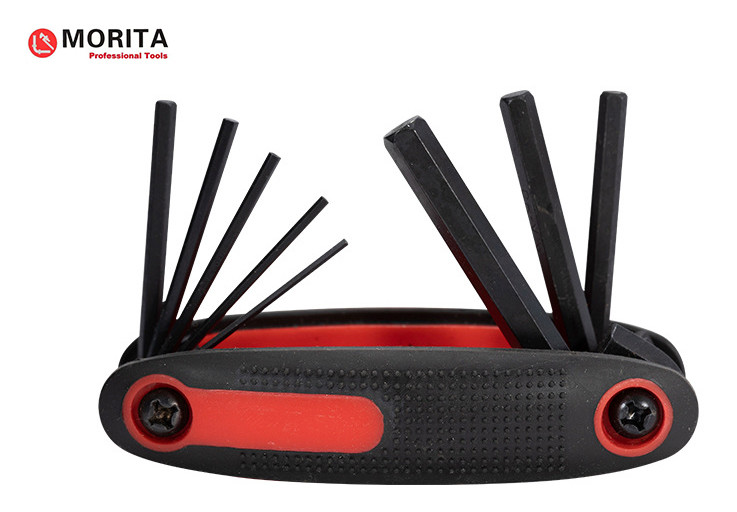 Folding allen key kit 8 pcs CR-V steel 1.5mm, 2mm, 2.5mm, 3mm, 4mm, 5mm ...